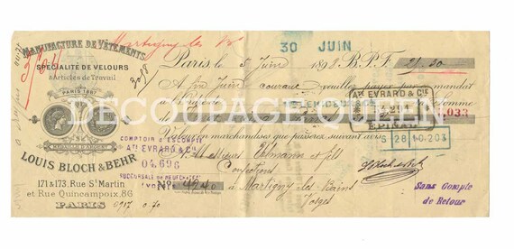 Paper Vintage Bank Drafts decoupage Collage and PNG files digital ...