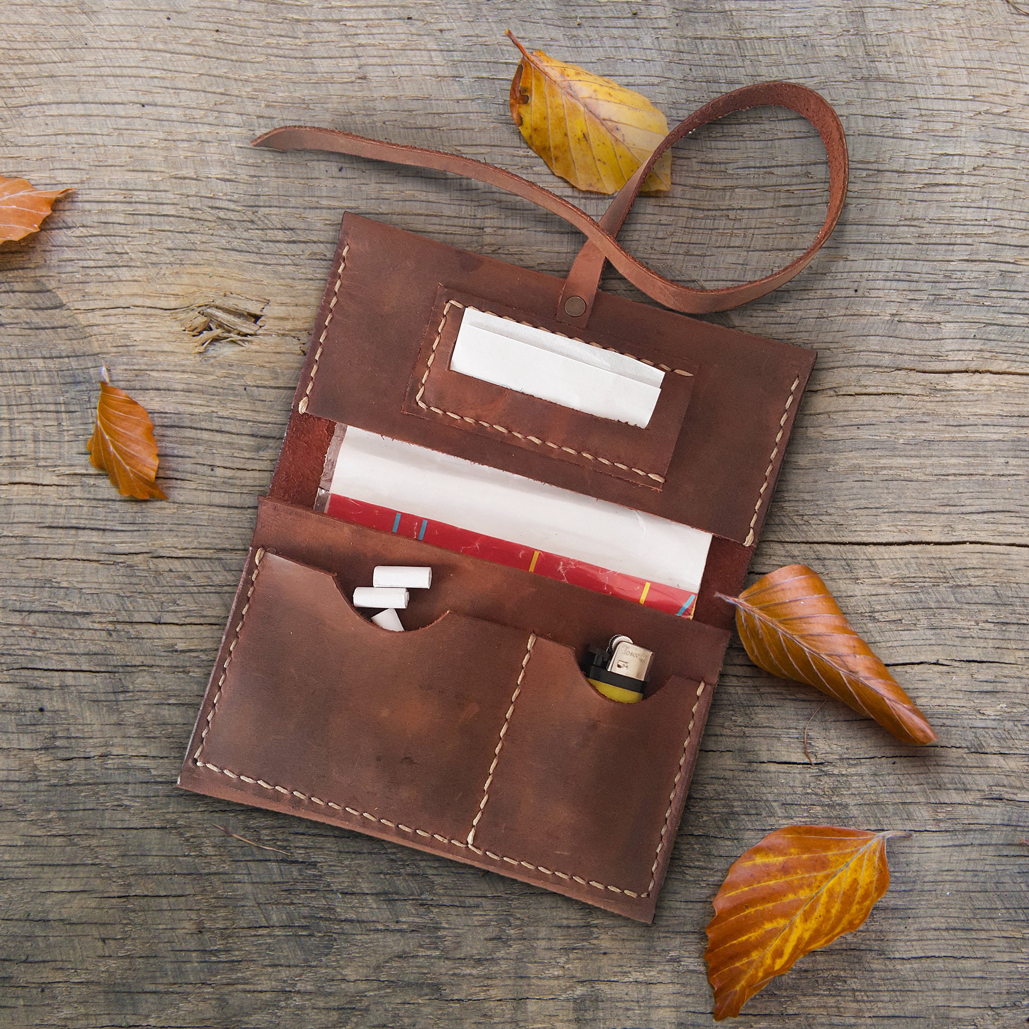 Brown Leather Tobacco Pouch, Tobacco Case, Tobacco Pouch Leather, Gift ...