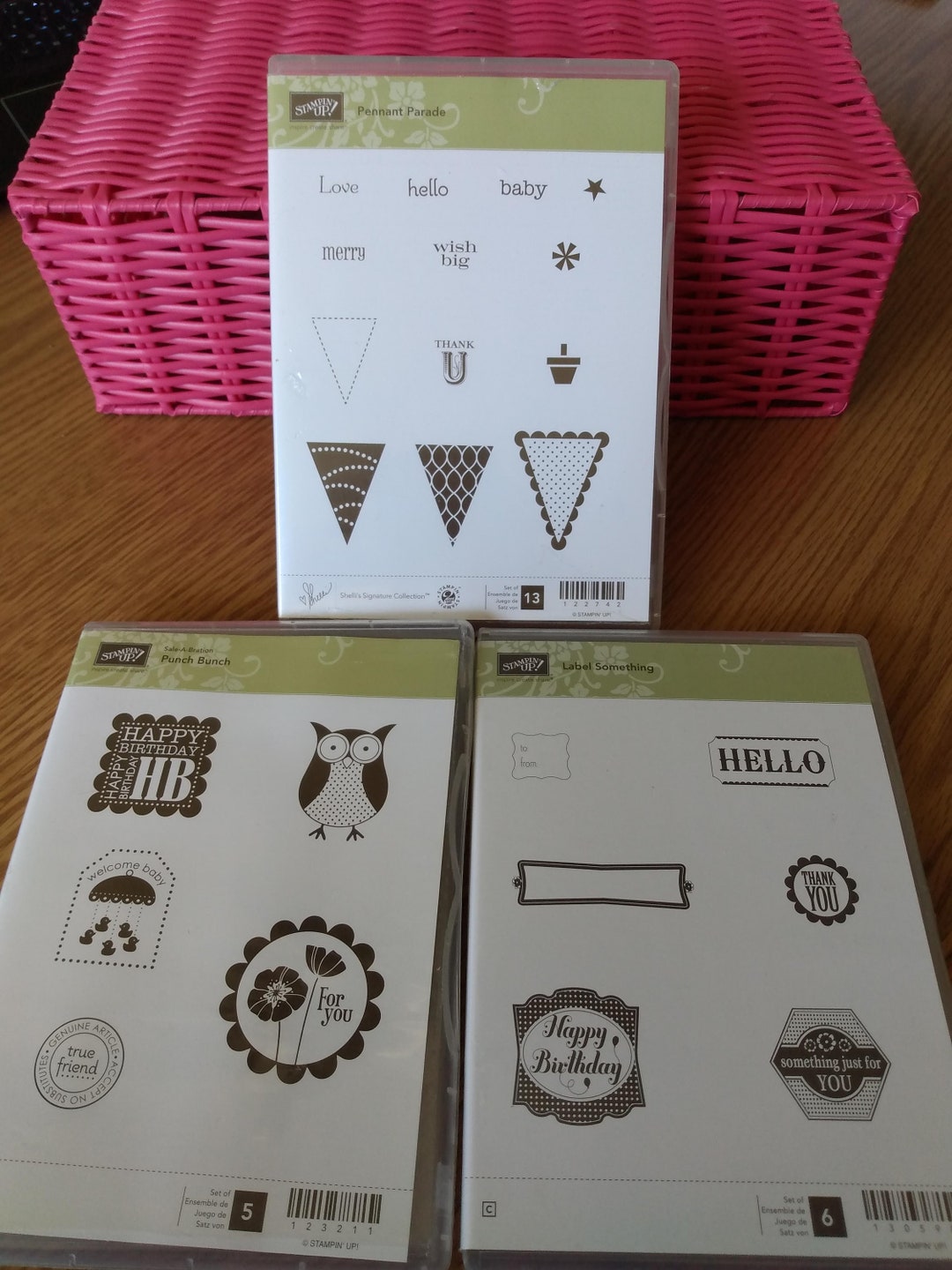 Stampin' Up RETIRED, punch Bunch, label Something, pennant Parade, Red ...