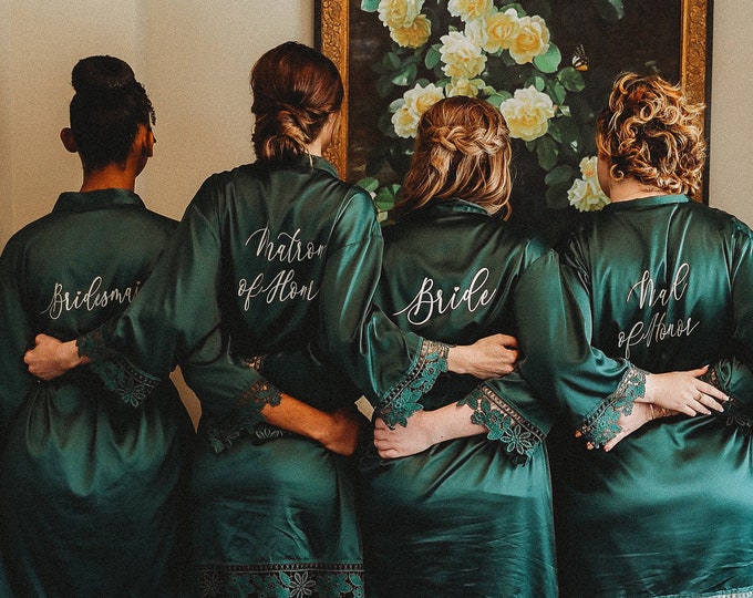 Emerald Green Bridesmaid Robes, Customized Wedding Robes, Bridal Party ...