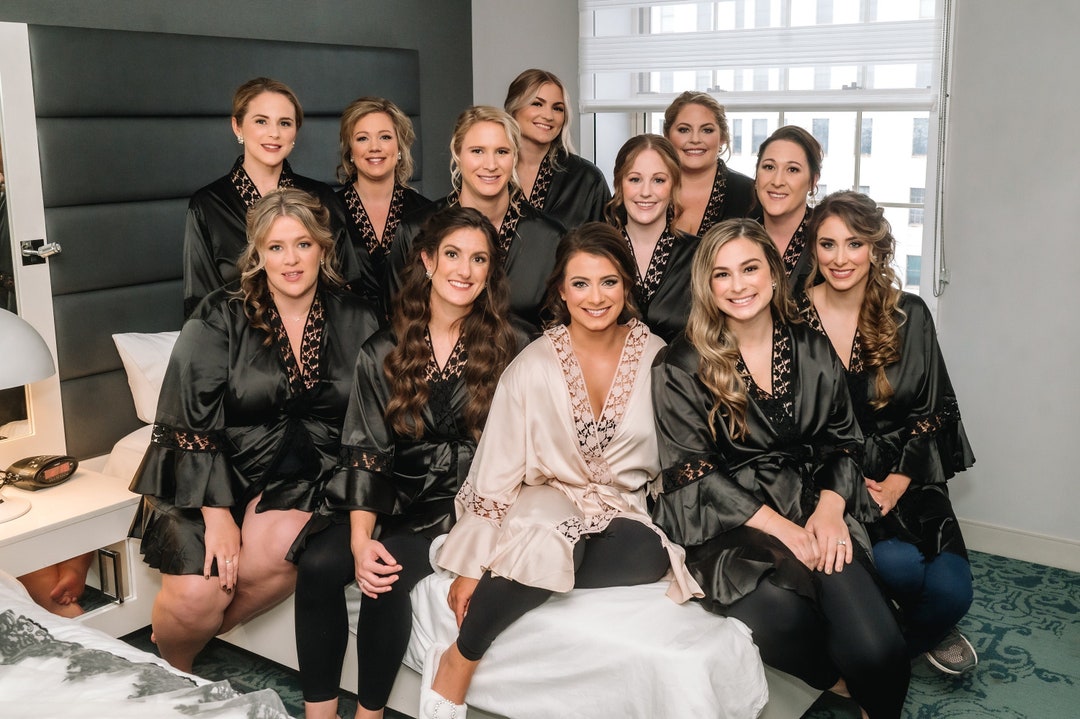 Black Bridesmaid Robes, Bridal Party Robes, Bridesmaid Gifts, Hunter ...