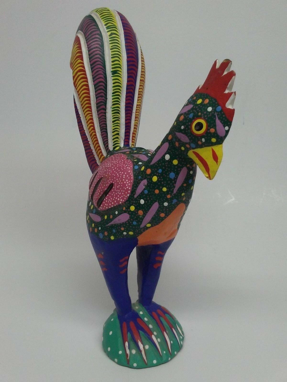 Arsenio Morales Oaxaca Hand Carved/painted Wood Rooster Figurine Signed ...