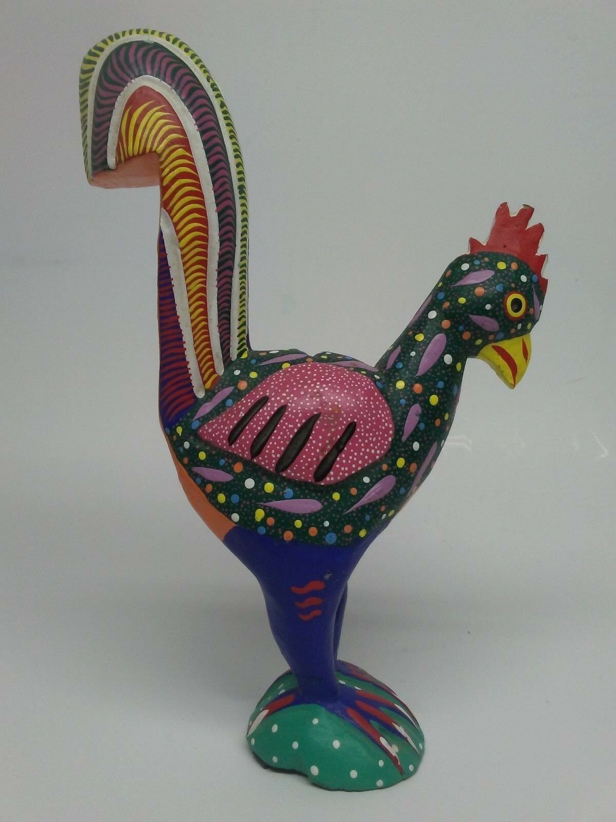 Arsenio Morales Oaxaca Hand Carved/painted Wood Rooster Figurine Signed ...