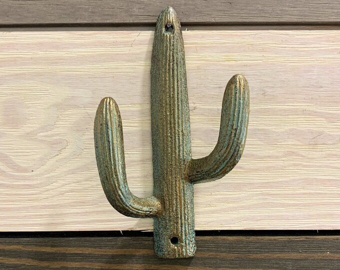 Cast Iron Patina Wall Hook Cactus - Home Decor - Beach Decor - Coastal ...