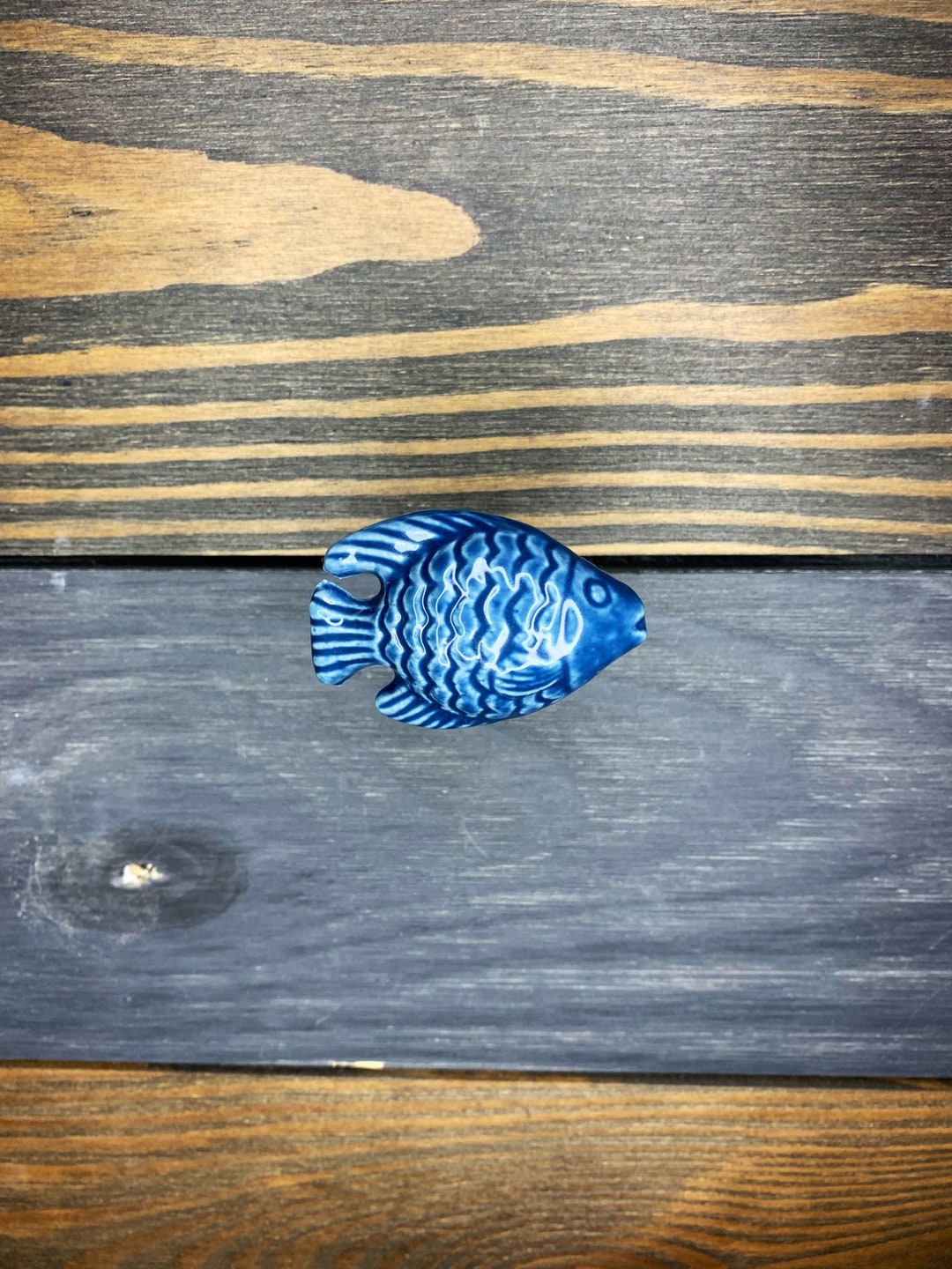 Blue Fish Knob, Dark Blue Finish Fish Knob, Nautical Dresser Drawer ...