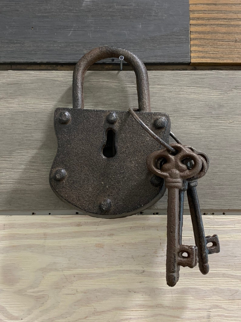 Cast Iron Lock and 3 Keys Large Vintage Iron Lock With Key - Etsy