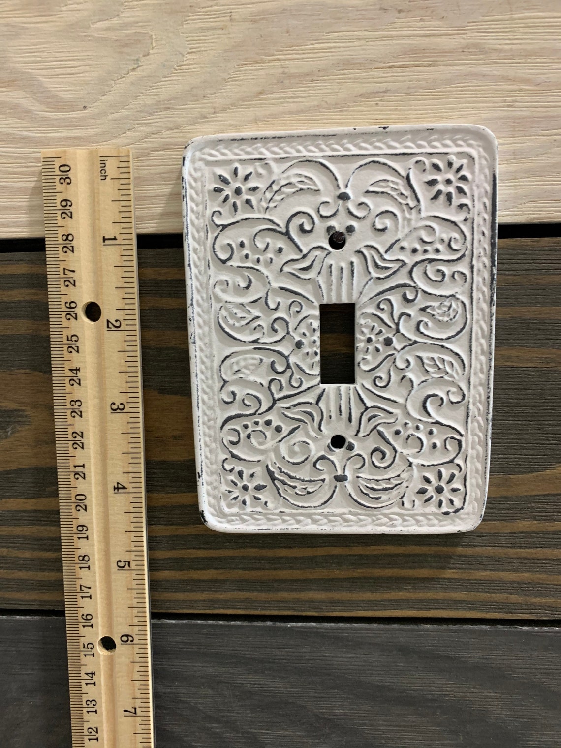 Distressed White Metal Single Switch Plate Shabby Chic Metal | Etsy