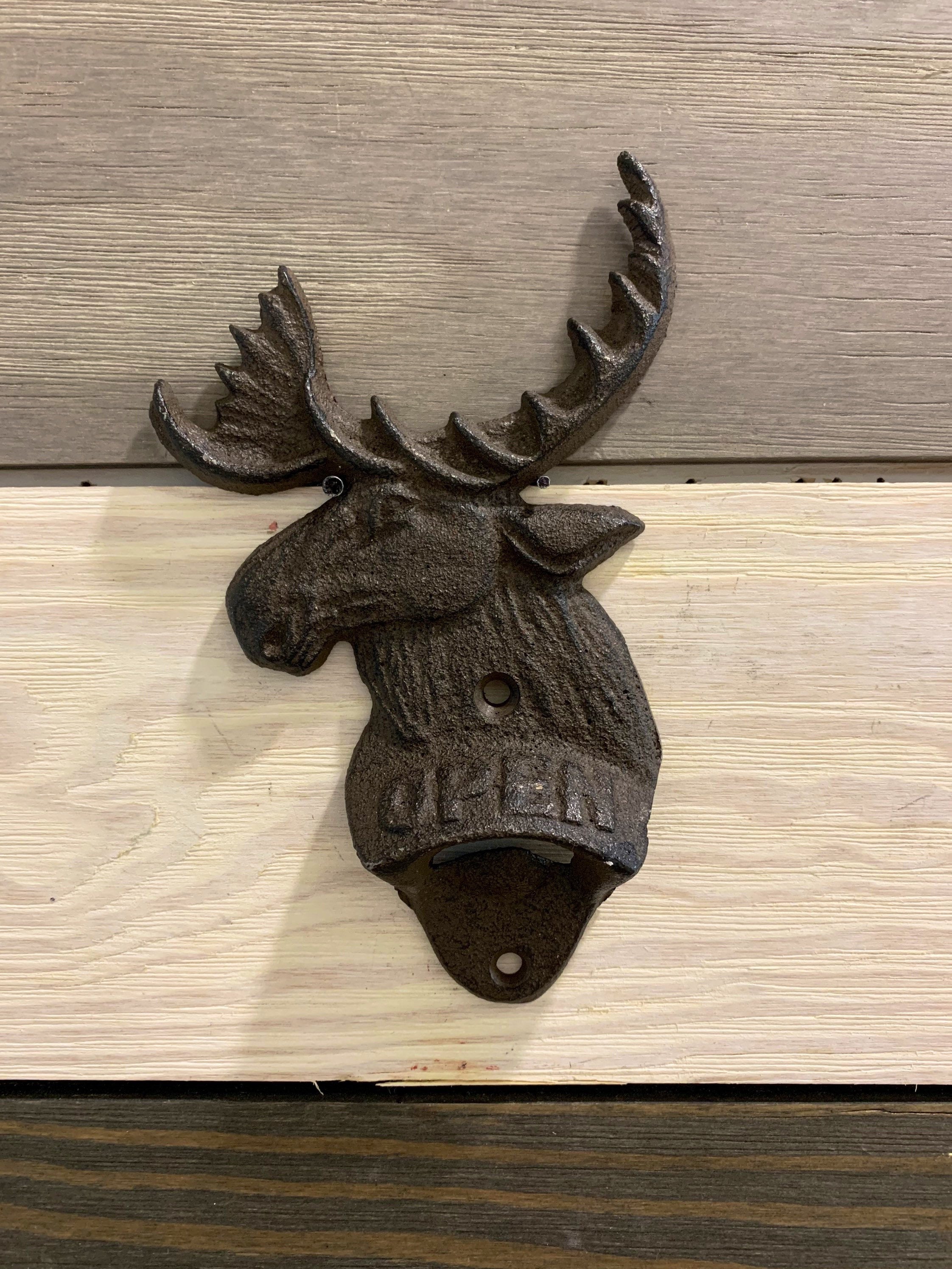 Cast Iron Moose Brown Wall Mount Bottle Opener Rustic Brown | Etsy