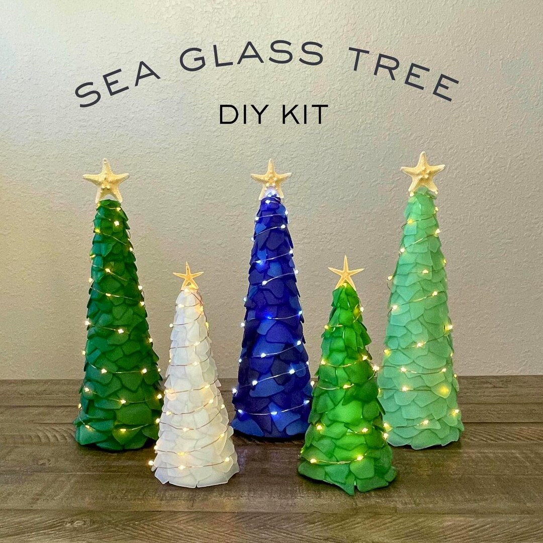 Sea Glass Christmas Tree DIY Kit, Handcrafted Xmas Decor, Holiday ...