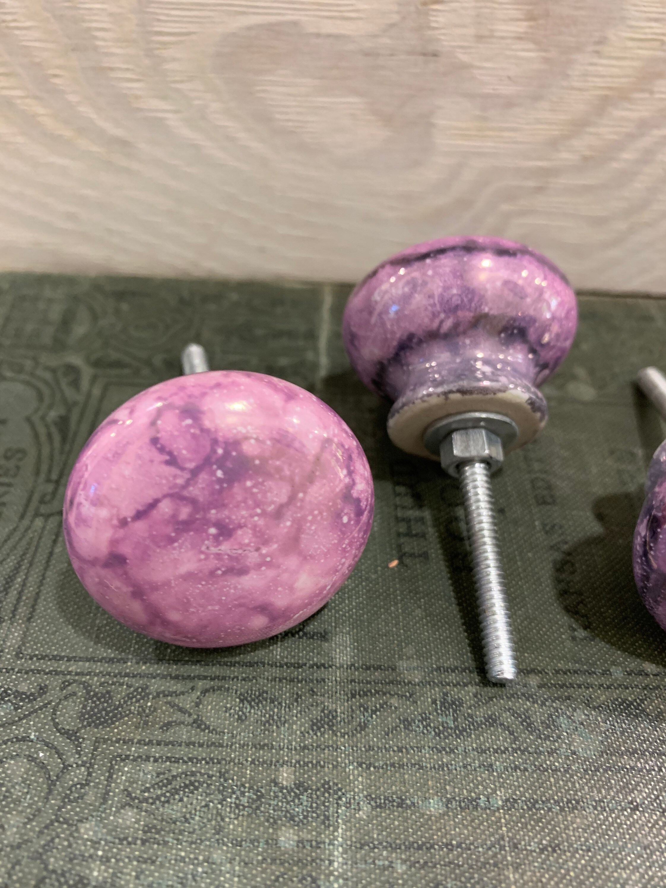 Purple Luster Round Knob Purple Luster Finish Dresser Drawer | Etsy
