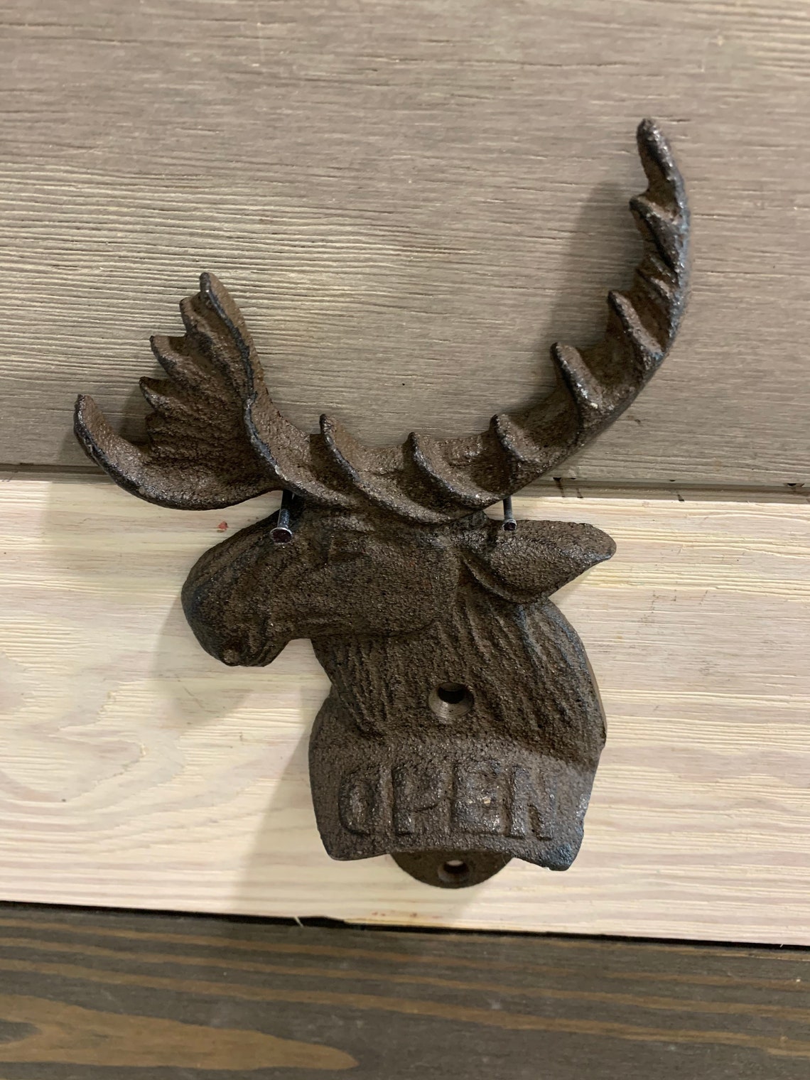 Cast Iron Moose Brown Wall Mount Bottle Opener Rustic Brown | Etsy