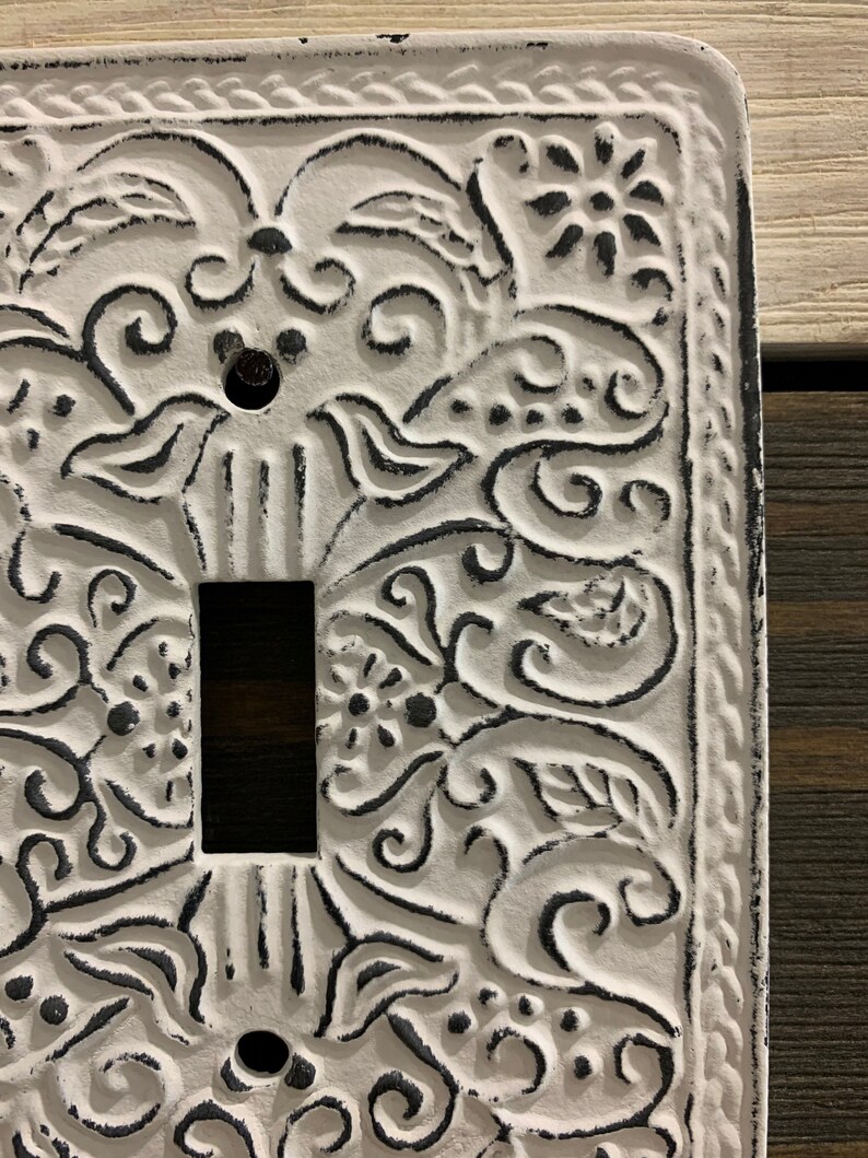 Distressed White Metal Single Switch Plate Shabby Chic Metal - Etsy