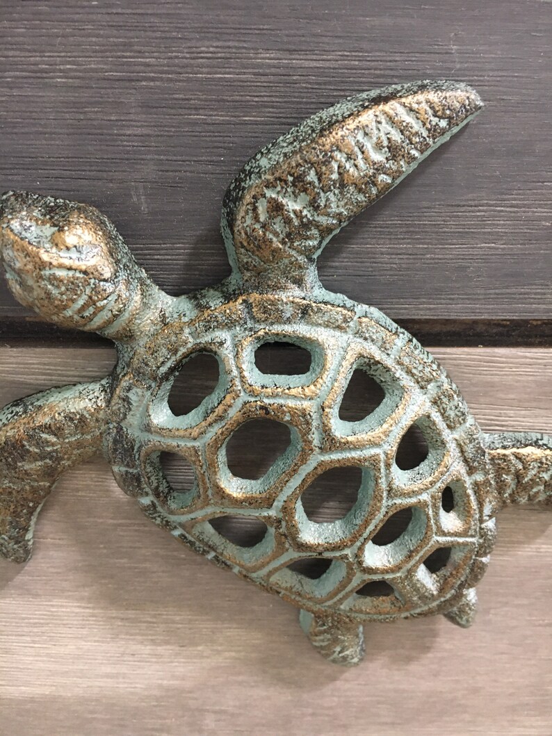 Patina Cast Iron Sea Turtle Wall Decor Home Decor Cast - Etsy