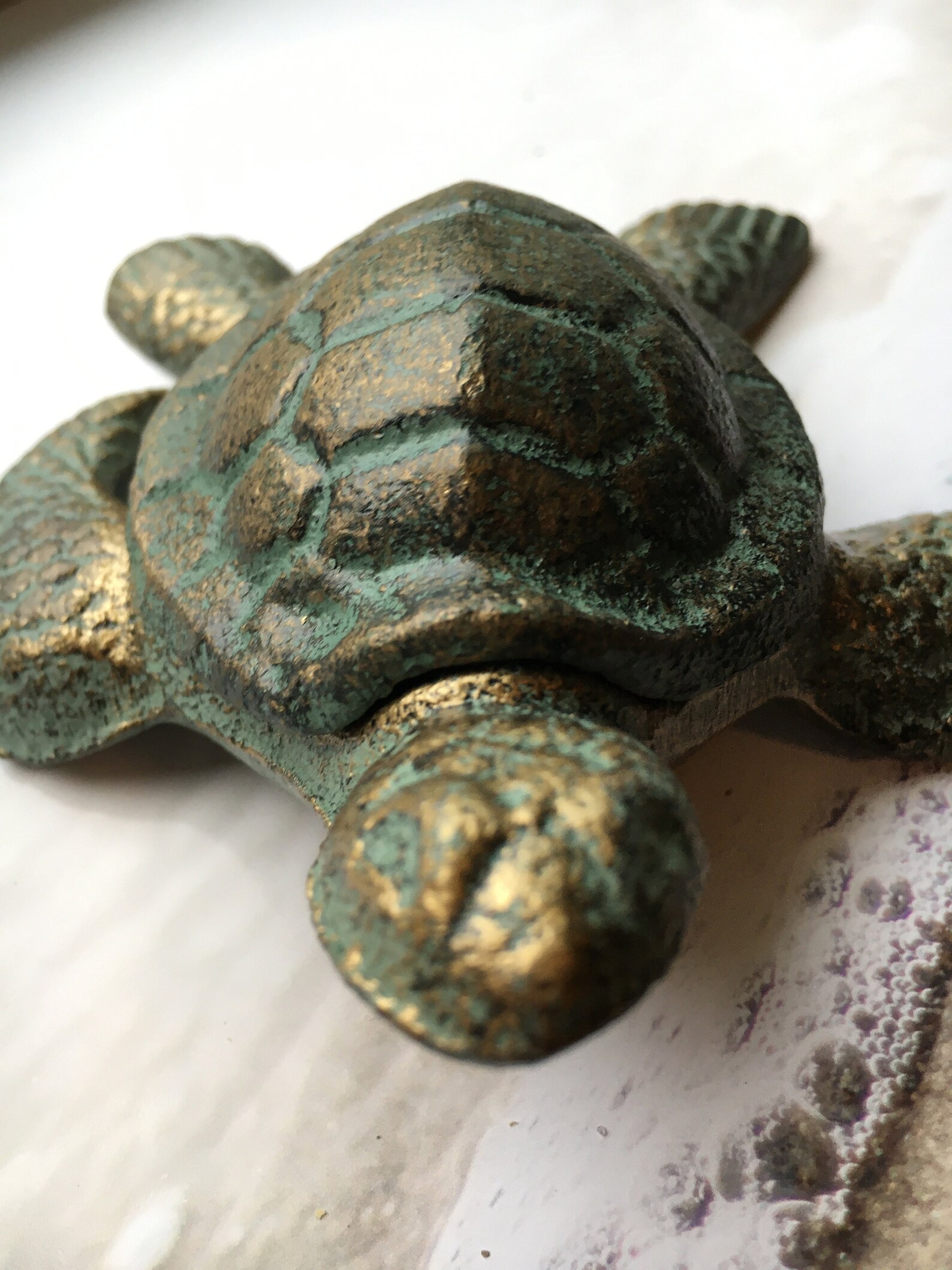 Patina Cast Iron Sea Turtle W/ Removable Shell Home Decor - Etsy