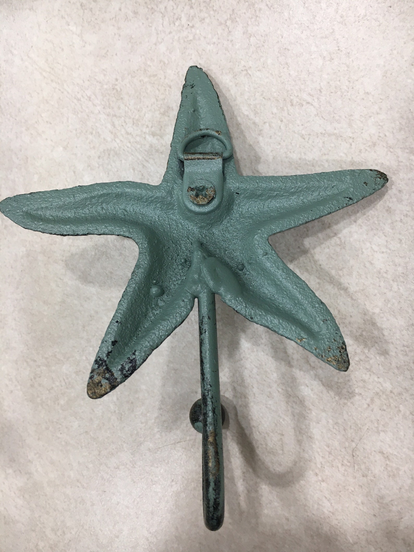 Cast Iron Patina Starfish Wall Hook Coastal Decor Home | Etsy