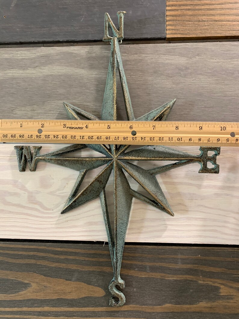 Compass Rose Cast Iron Patina North South East West Home | Etsy