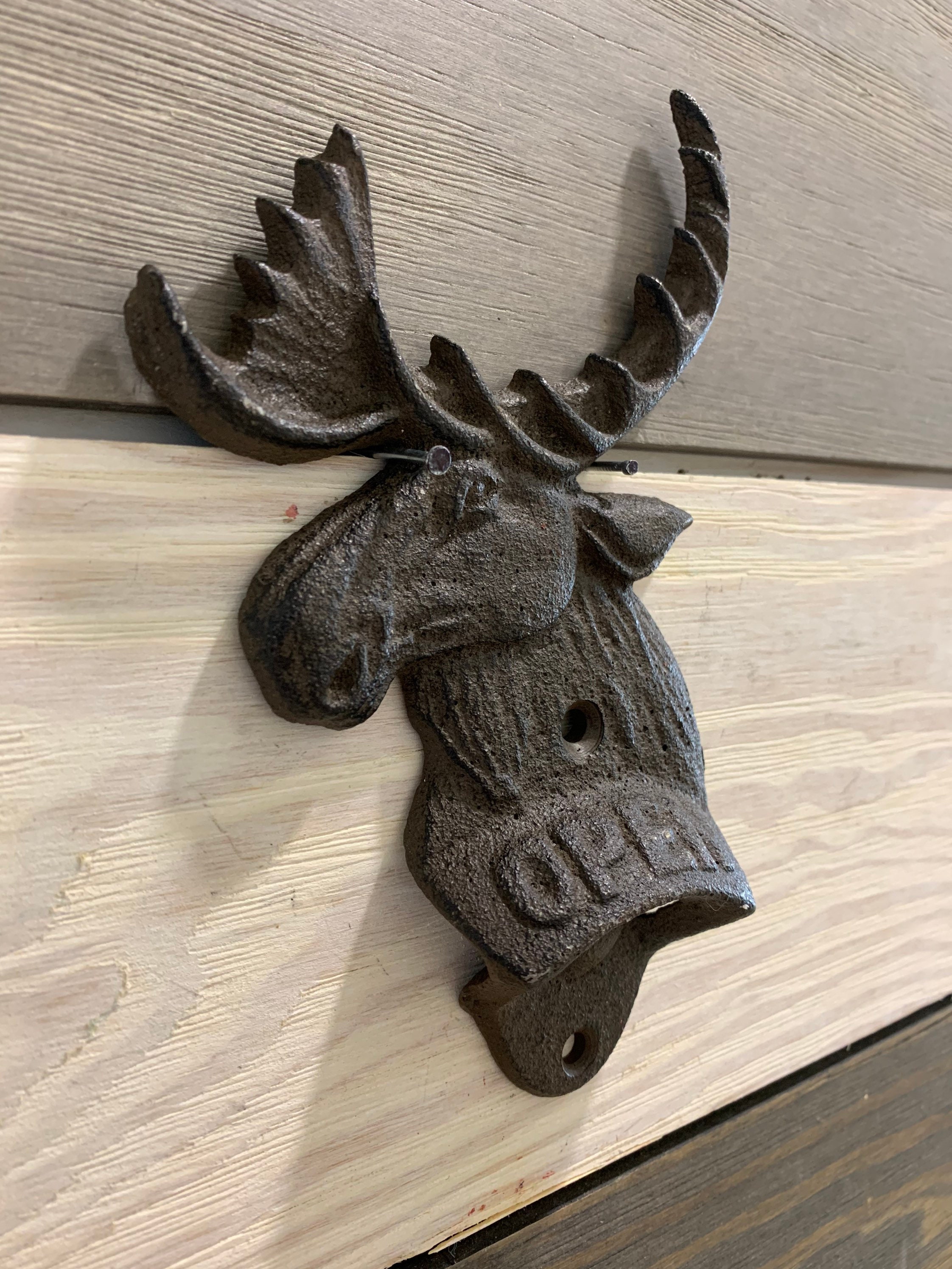 Cast Iron Moose Brown Wall Mount Bottle Opener Rustic Brown | Etsy