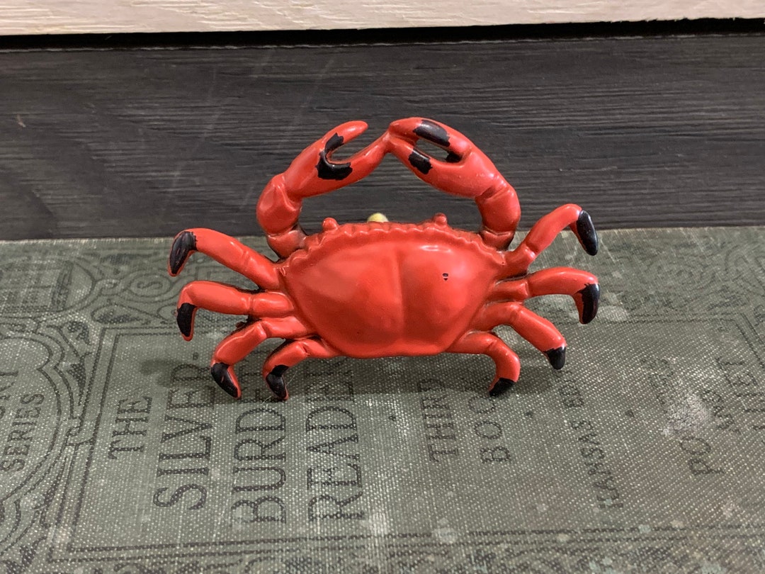Red Crab Knob, Metal Red Crab Knob, Nautical Dresser Drawer Knob, Cabinet Knob, Red Cabinet ...