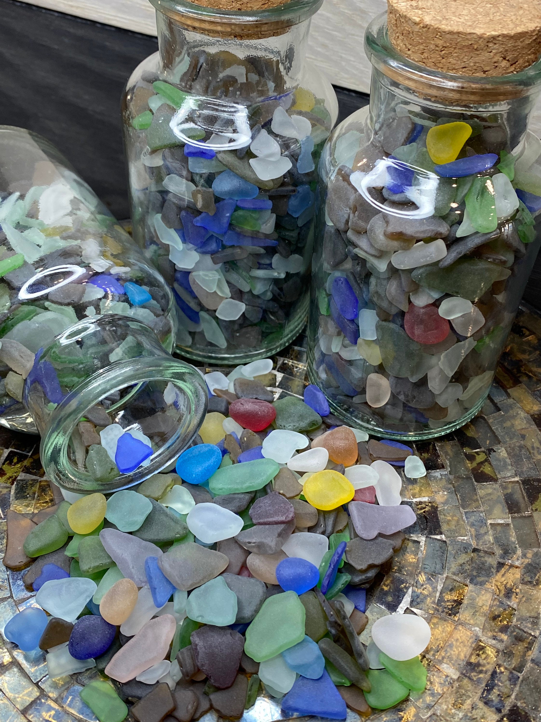 Sea Glass Bottle Filled With Sea Glass Medium and Small Pieces of Beach ...