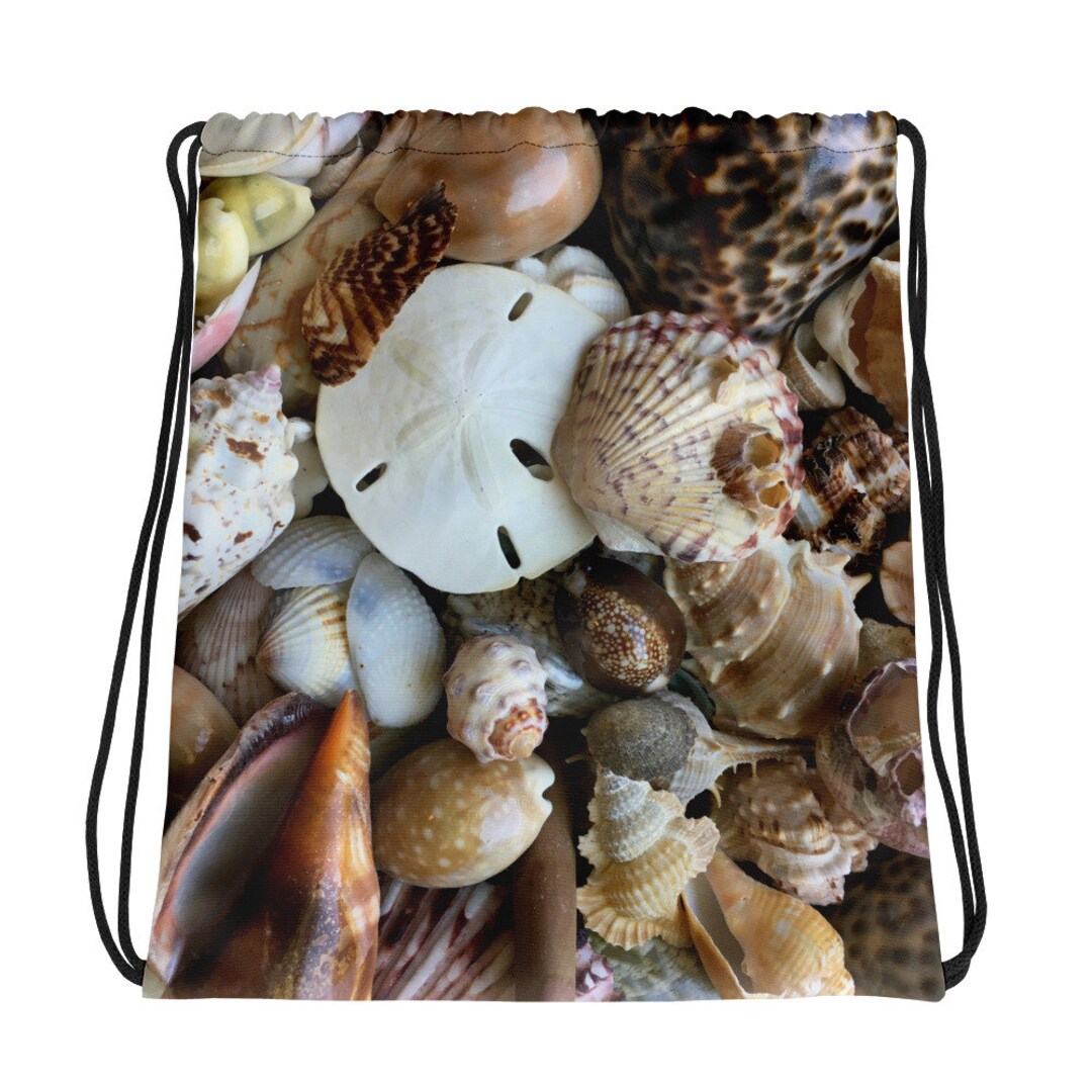 Drawstring Sea Shell Bag, Shells, Beach Comber Bag, Ocean Gift, Sanibel ...