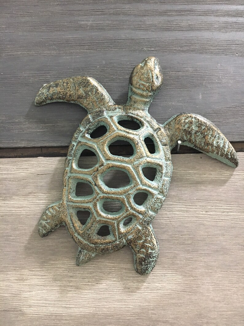 Patina Cast Iron Sea Turtle Wall Decor Home Decor Cast - Etsy