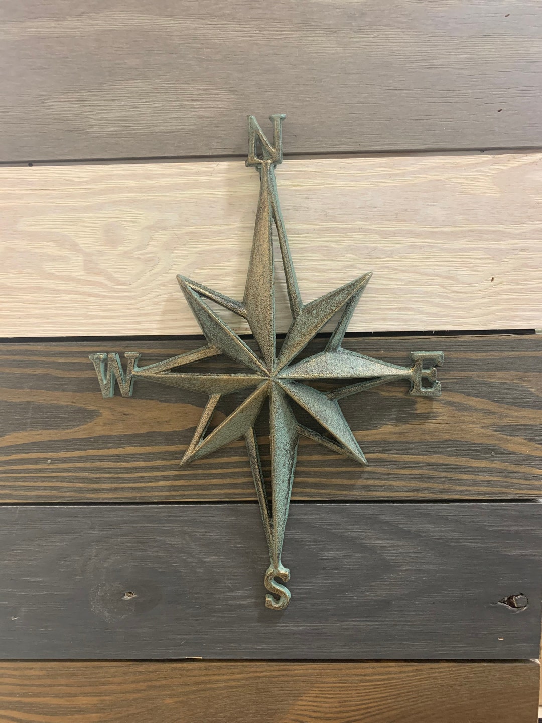 Compass Rose Cast Iron Patina - North South East West - Home Decor ...