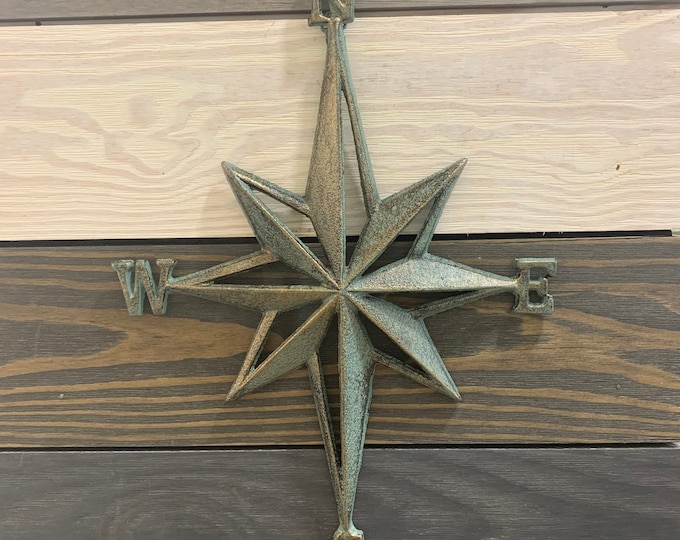 Compass Rose Cast Iron Patina - North South East West - Home Decor ...