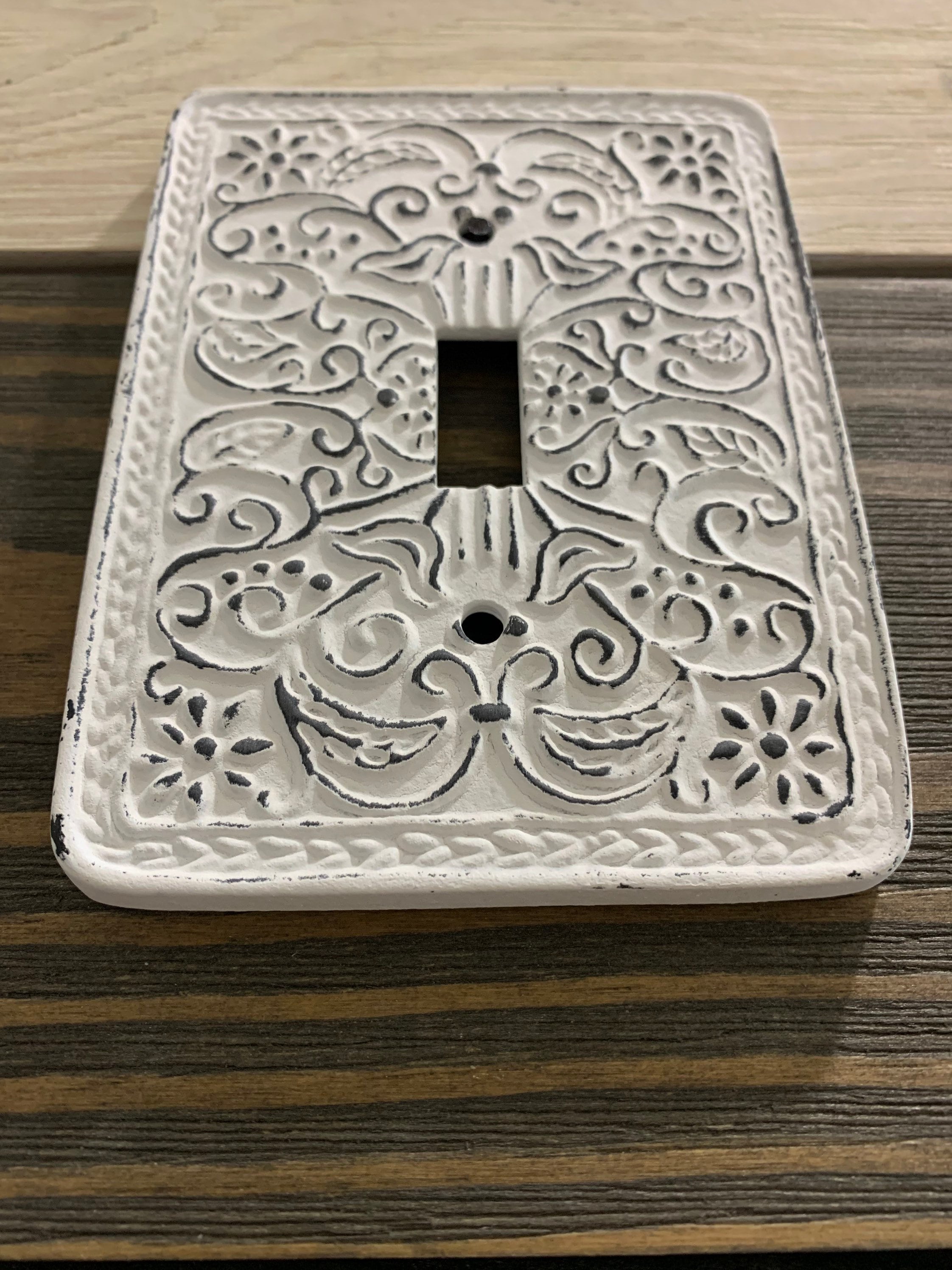 Distressed White Metal Single Switch Plate Shabby Chic Metal | Etsy