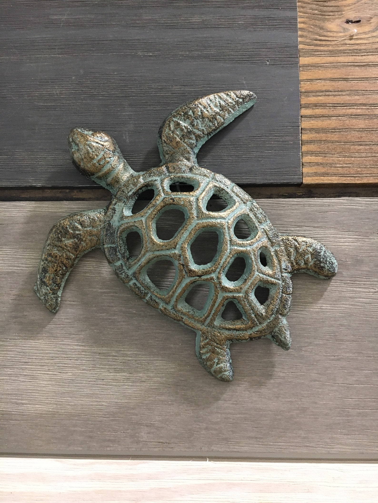 Patina Cast Iron Sea Turtle Wall Decor Home Decor Cast - Etsy