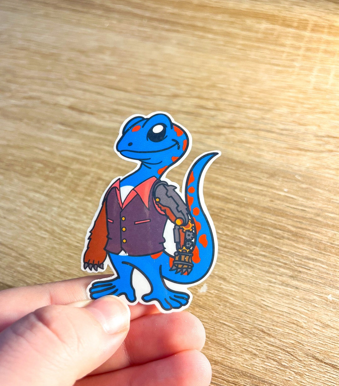 Cute Futuristic Gecko Cyborg Bear Armed Vinyl Die Cut Sticker ...