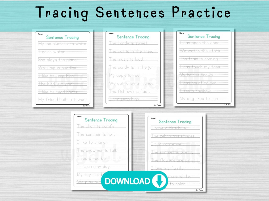 Tracing Sentences Worksheets, Tracing Printable Sentences Writing ...