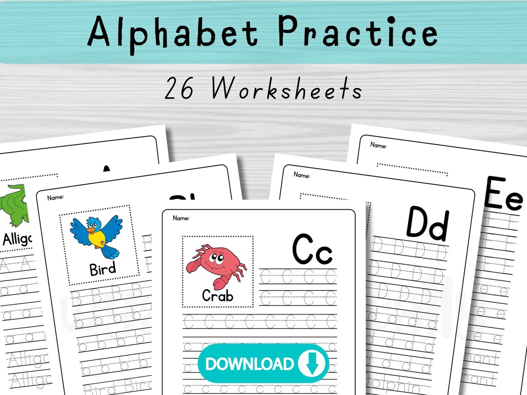 26 Alphabet Worksheets, Upper & Lowercase, Preschool, Kindergarten ...