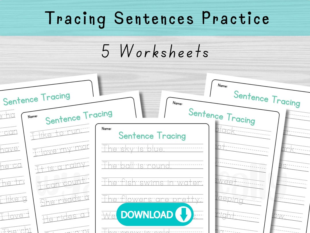 Tracing Sentences Worksheets, Tracing Printable Sentences Writing ...