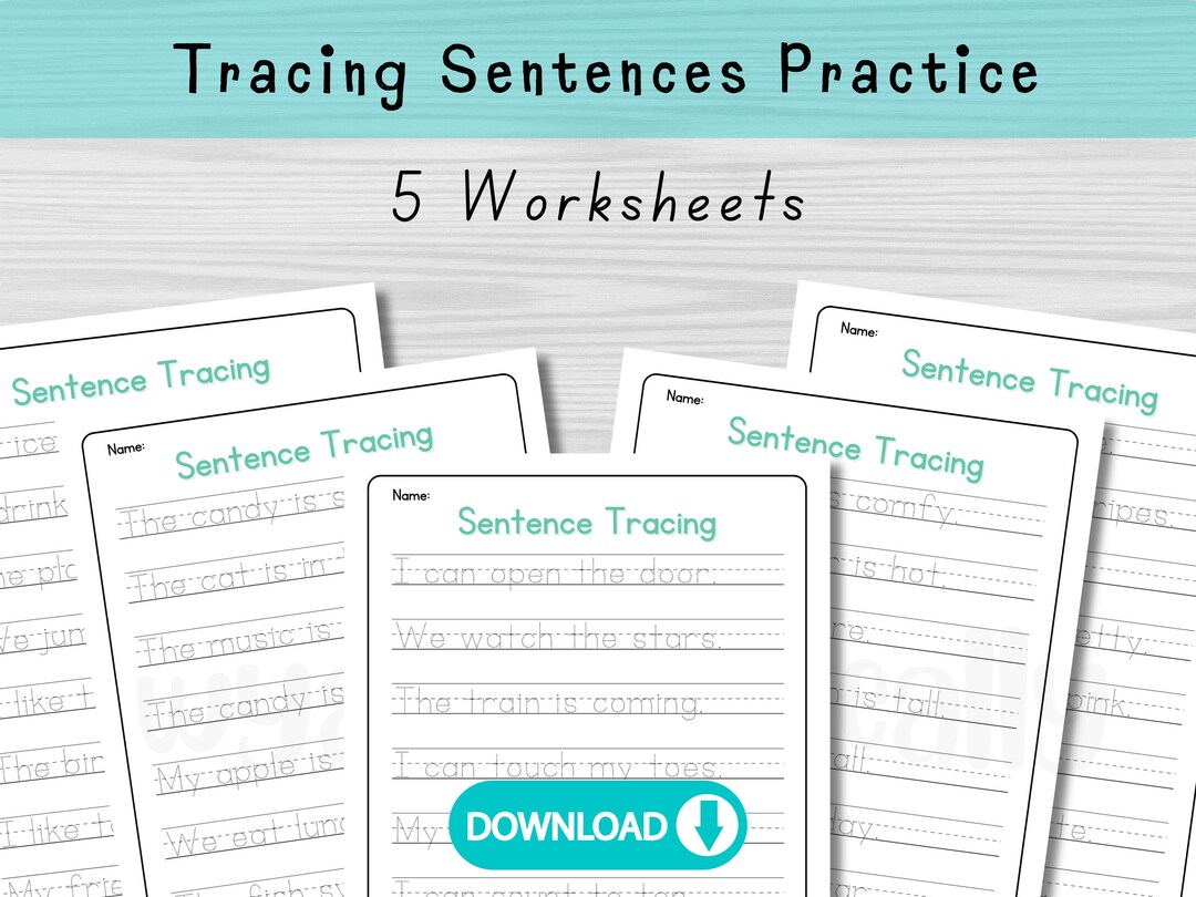 Tracing Sentences Worksheets, Tracing Printable Sentences Writing ...