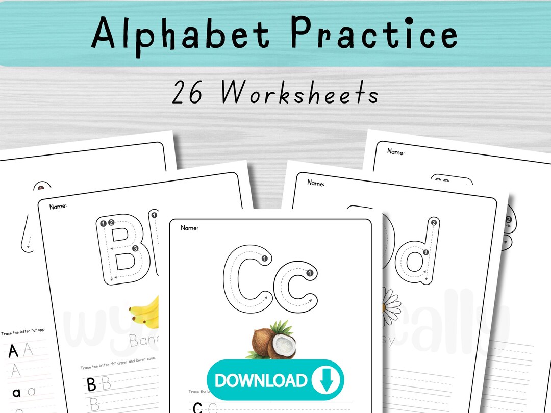 26 Alphabet Worksheets, Upper & Lowercase, Preschool, Kindergarten ...
