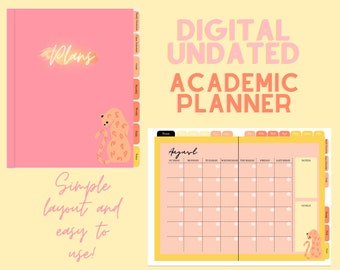 Undated Weekly Student Digital Planner in Pink iPad & Tablet Minimalist ...