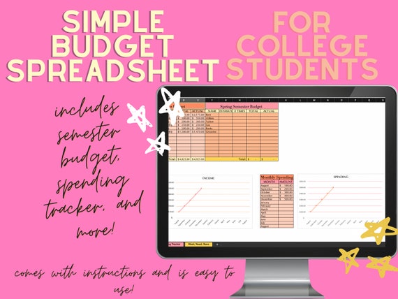 Simple College Budget Spreadsheet | Etsy