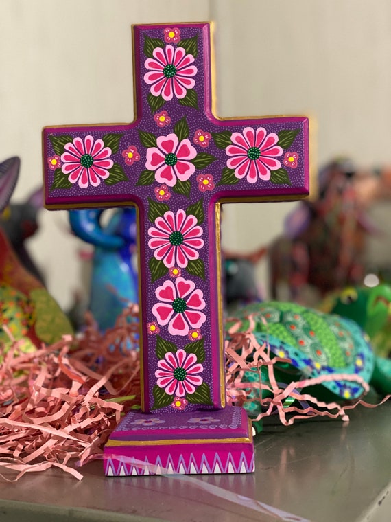 Hand Painted Cross With Stand Hand Painted Orthodox Christian Cross