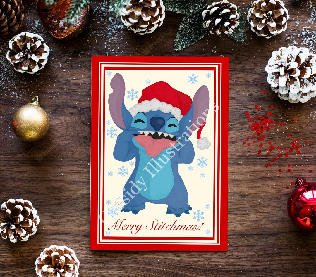Stitch Christmas Card/ Merry Christmas/ Merry Stitchmas/ Disney/disney ...