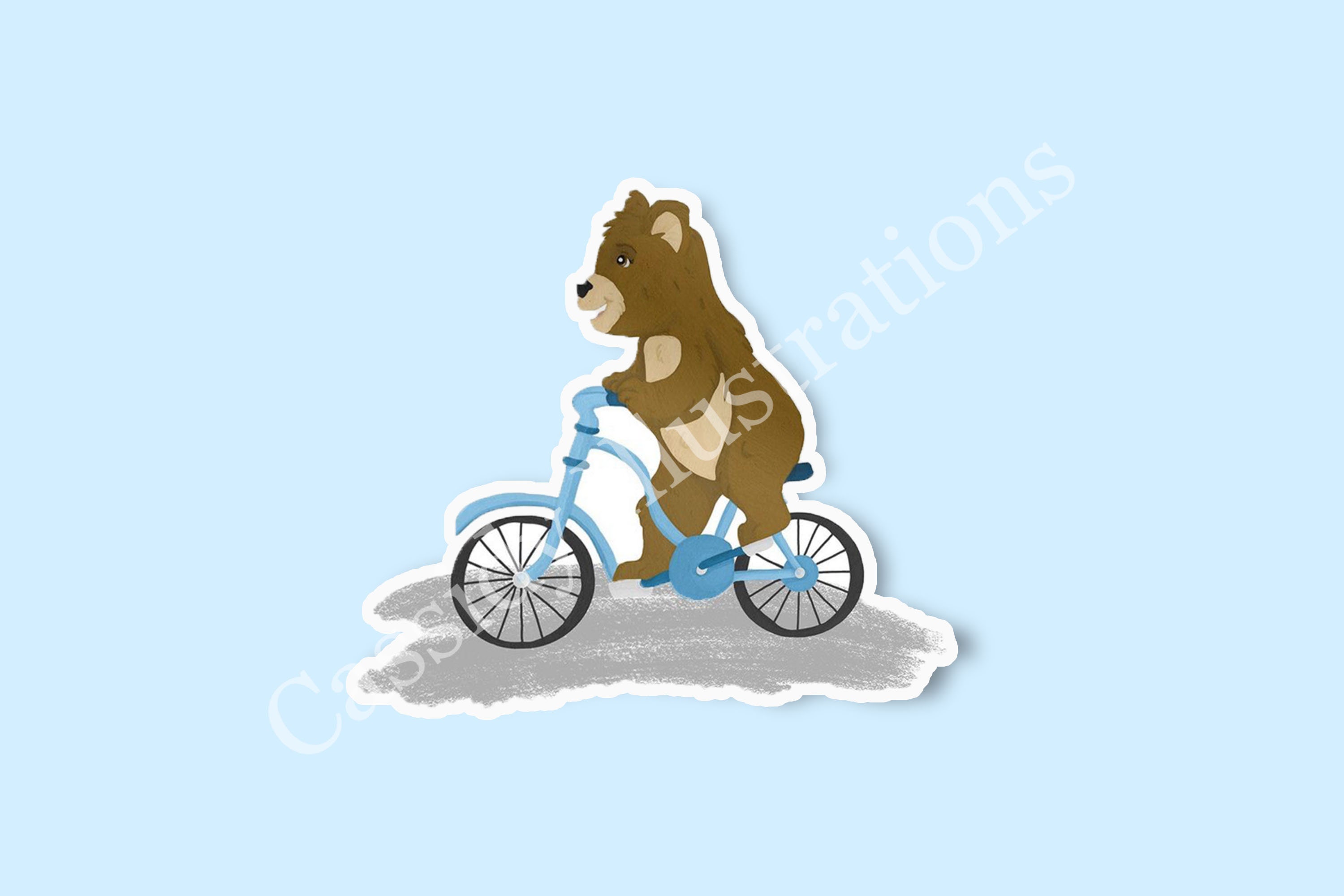 Bear/ Riding a Bike/ Cycling/inktober/ Cute/animal Sticker/laptop ...