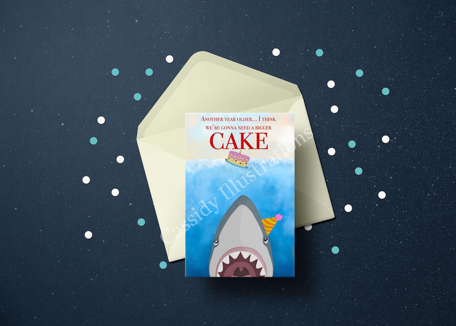 Jaws Shark, Birthday Card, Bday Card, Cute Birthday Card, Punny ...