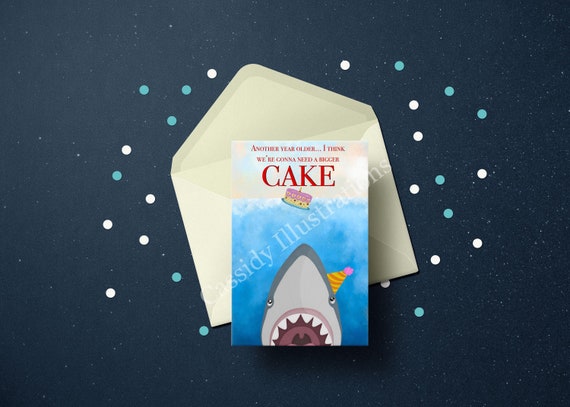 Jaws Shark Birthday Card Bday Card Cute Birthday Card | Etsy