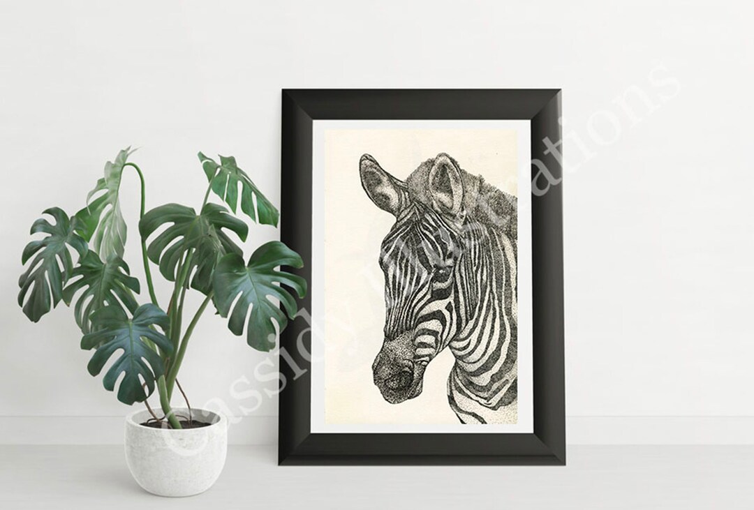 Zebra/ Safari/ Animal/ Pointillism/ Dots/ Fineliner/ Print ...