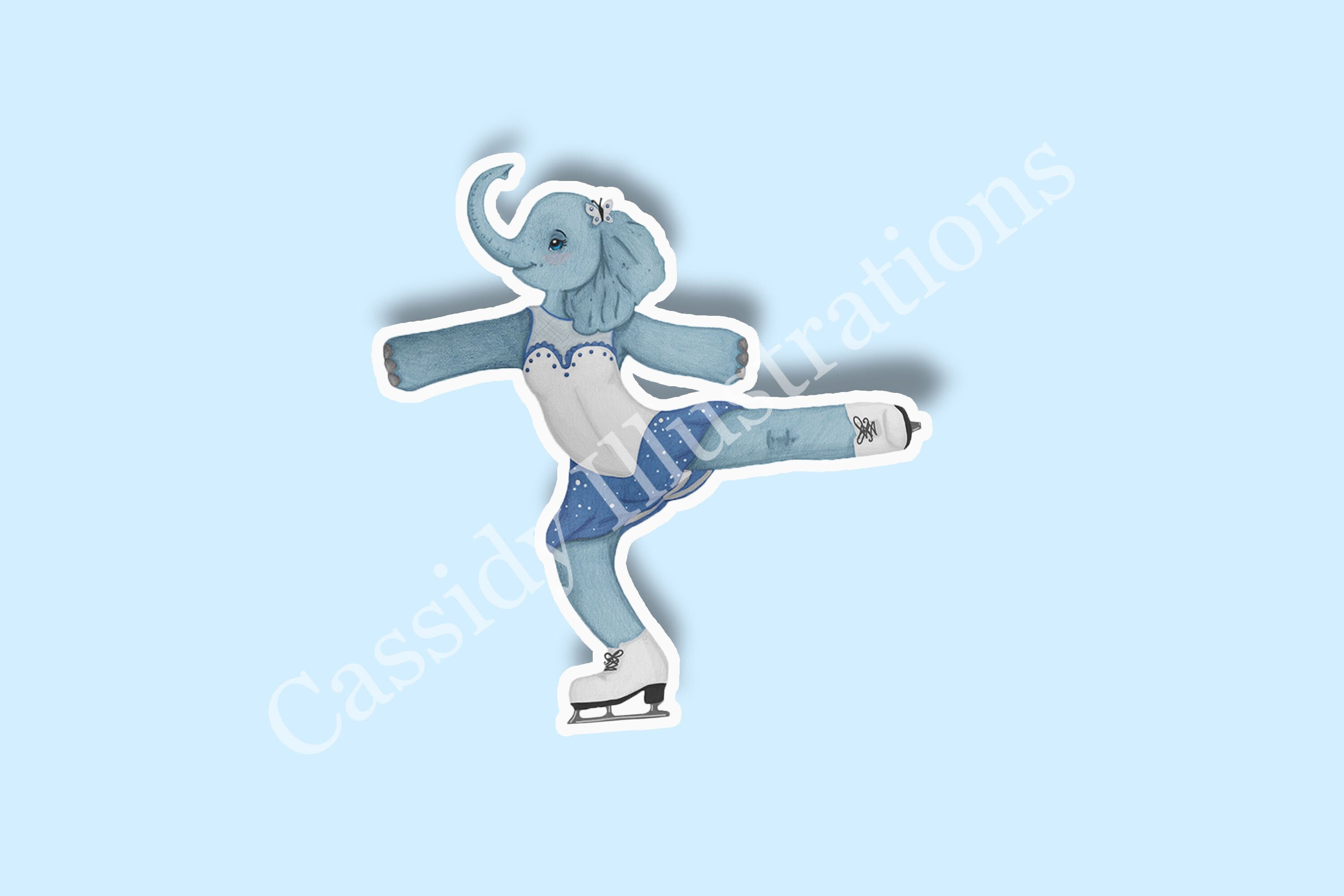 Elephant sticker/ ice skating/ inktober/ cute/animal sticker/Laptop ...