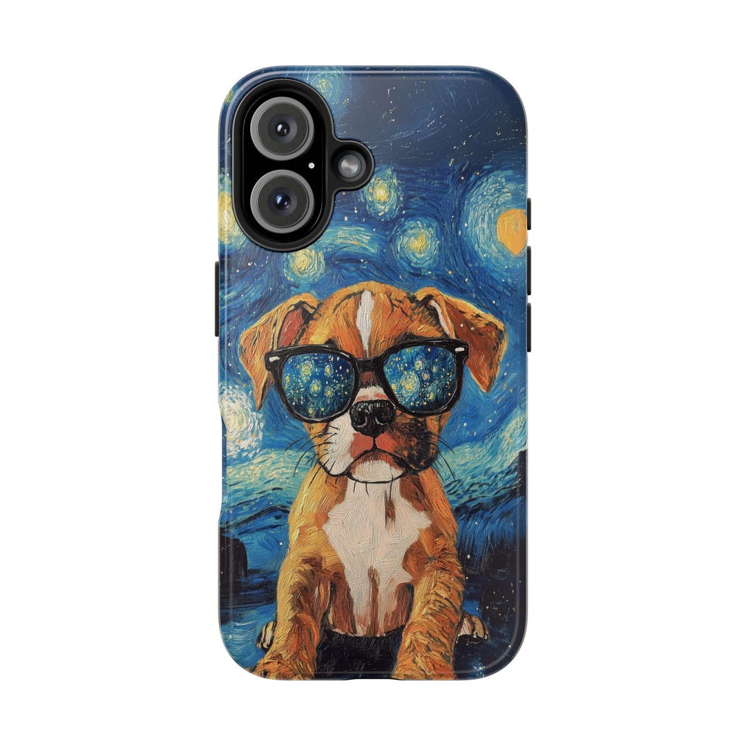 Cute Boxer Puppy Van Gogh Style Tough Phone Case, Dog Lover Gift ...