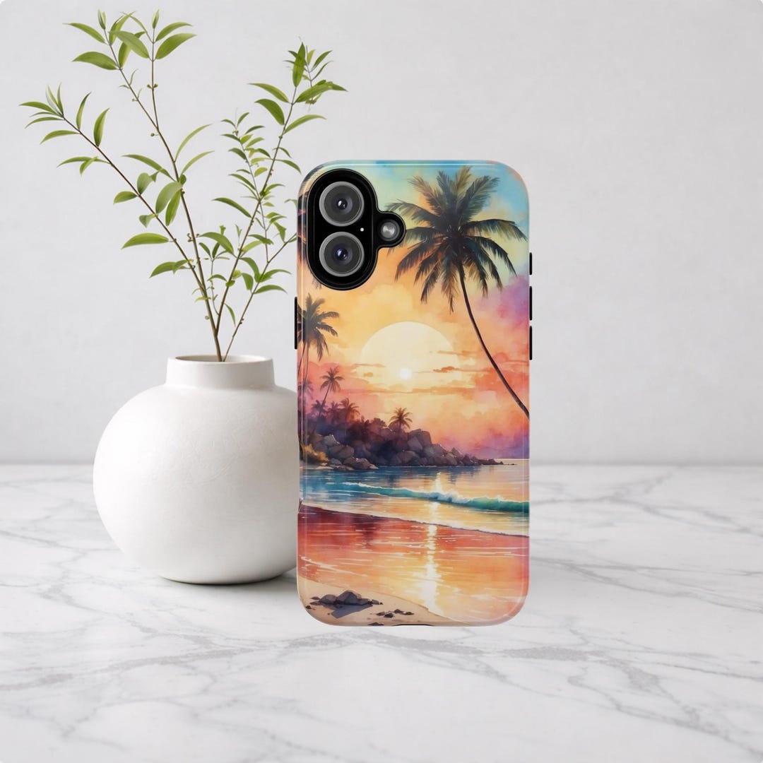Tropical Beach Sunset Phone Case: Tough Polycarbonate Shell - Etsy