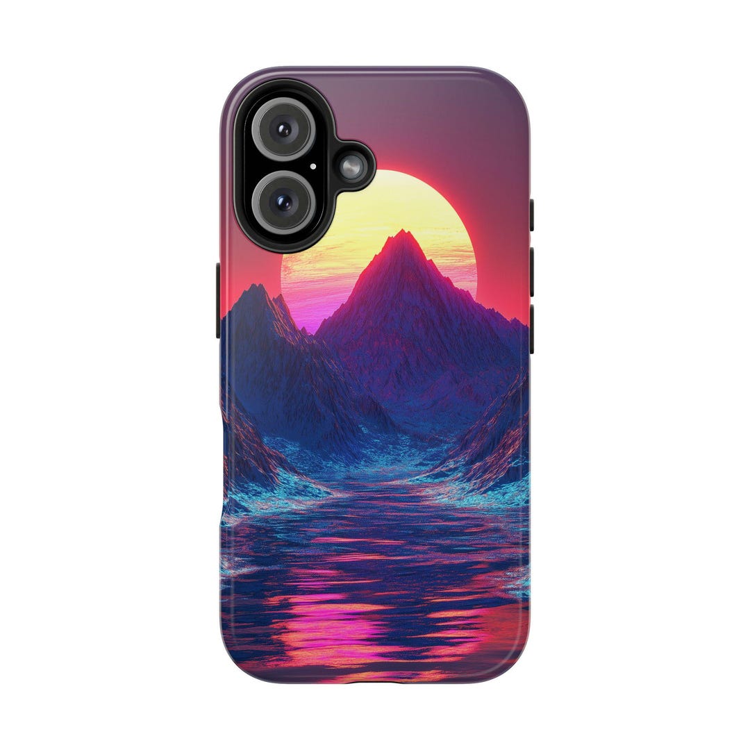 Holographic Mountain Sunset Tough Phone Case, Protective Phone Cover ...