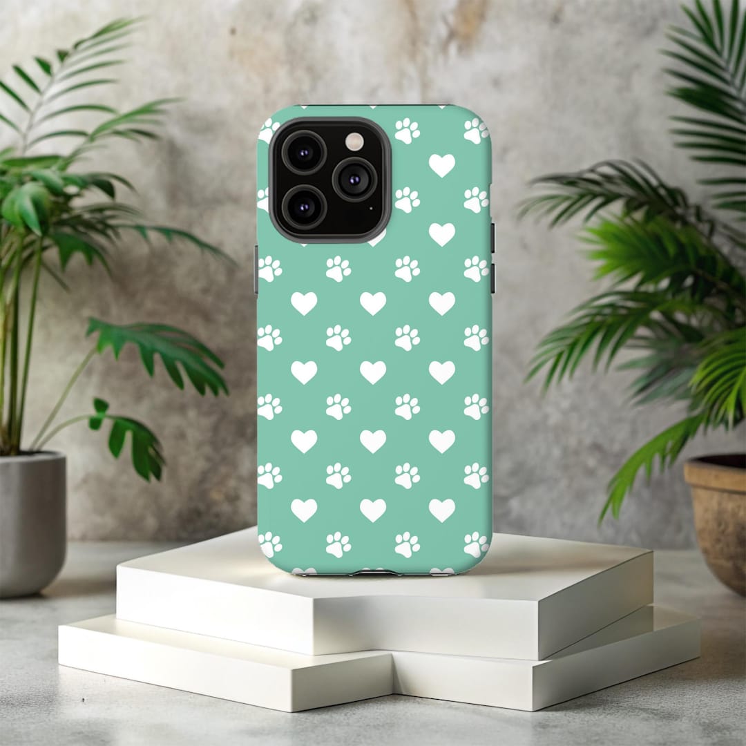 Paw Print Love Tough Phone Case, Cute Pet Lover Gift, Dog Cat Lover ...