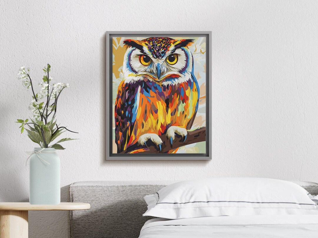 Colorful Owl Art Print, Modern Owl Poster, Vibrant Animal Wall Decor ...