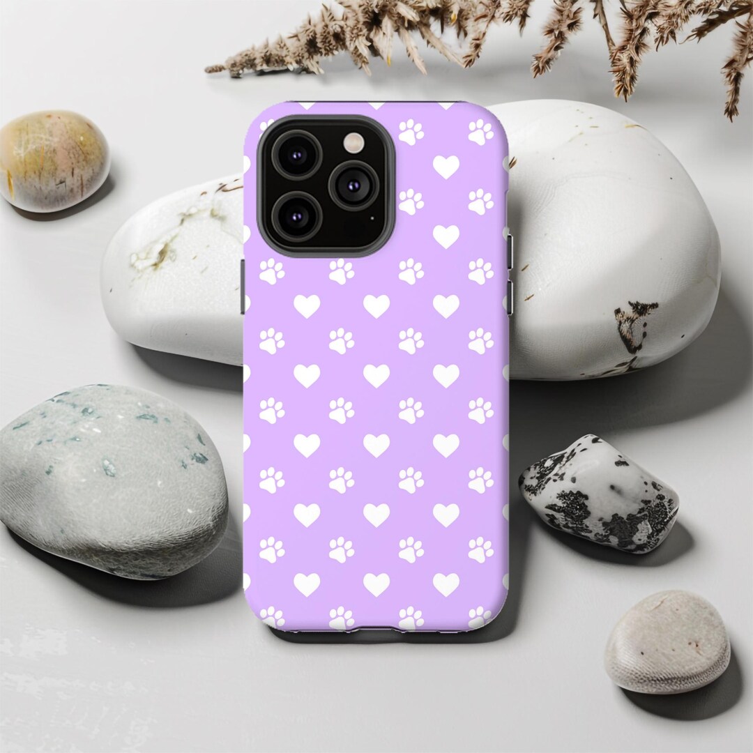 Lavender Paw Print Phone Case: Dog Mom Gift, Animal Lover Cover - Etsy